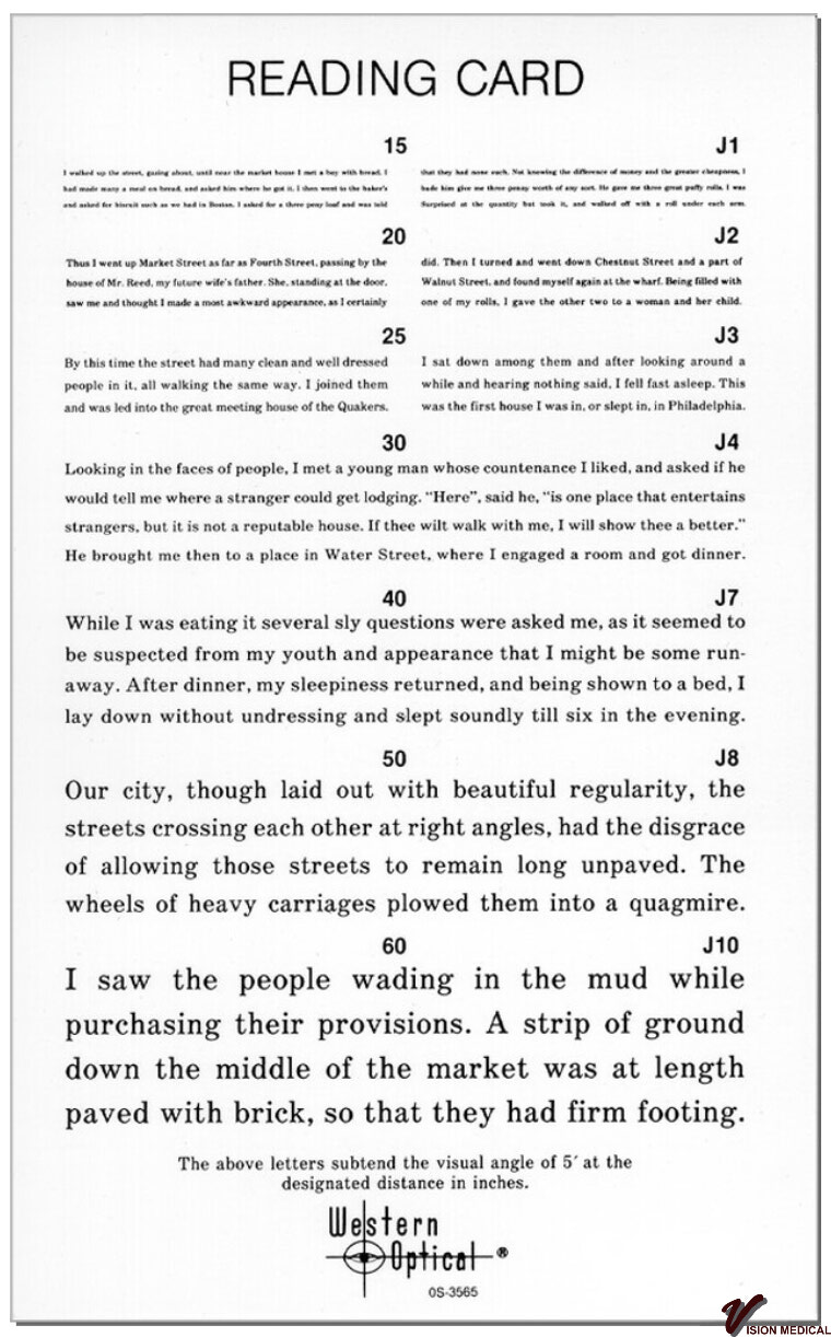 Preschool Near Eye Test Chart 5 Ft - Western Ophthalmics